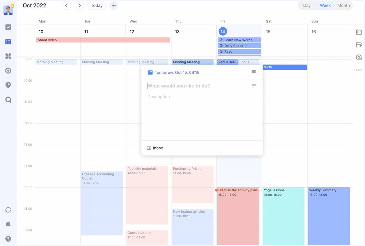 You can add tasks of any duration by long-pressing and dragging. Place ...
