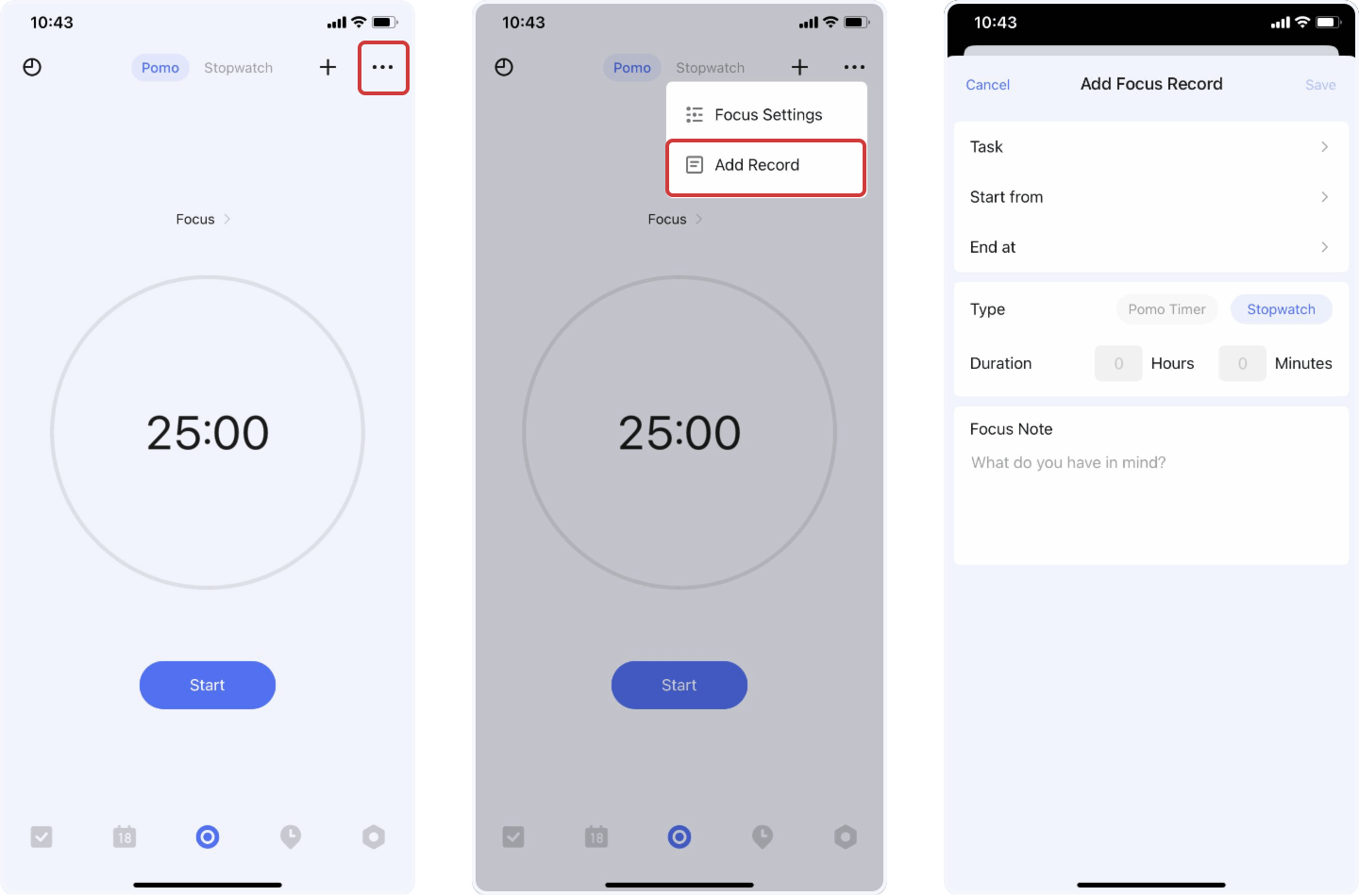 In the "Focus" tab, click the "+" button on the right side of the Focus ...