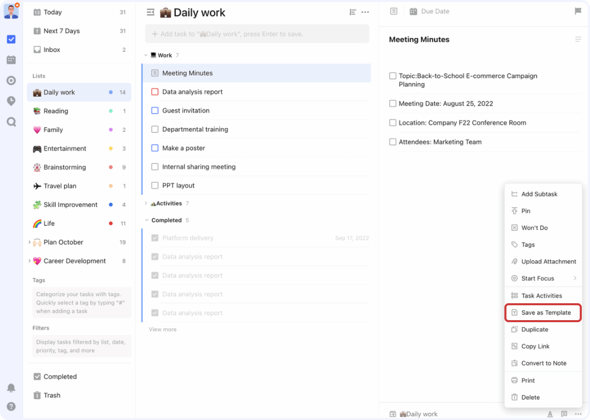 What are the different levels of task management?