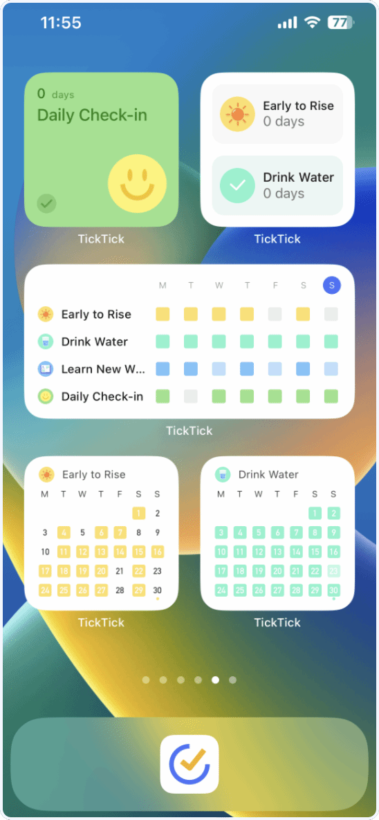 We provide three widgets: "Today Habits," "Weekly Habits," and "Habit ...