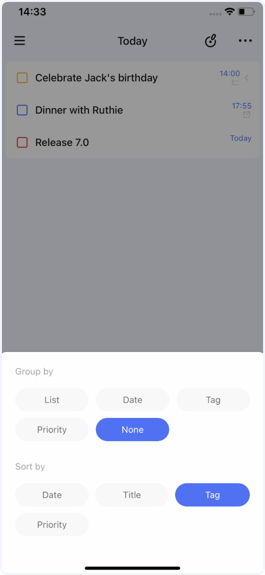 Manage Tasks with Group & Sort