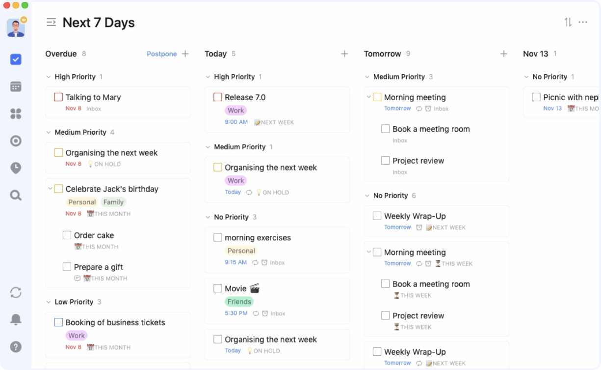 You can also choose the sorting option of Date + Priority, which allows ...
