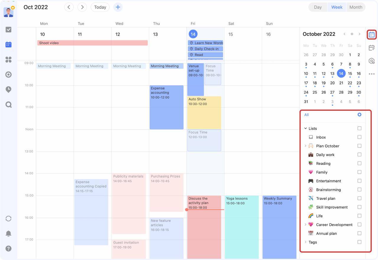 How to arrange tasks in the calendar view?
