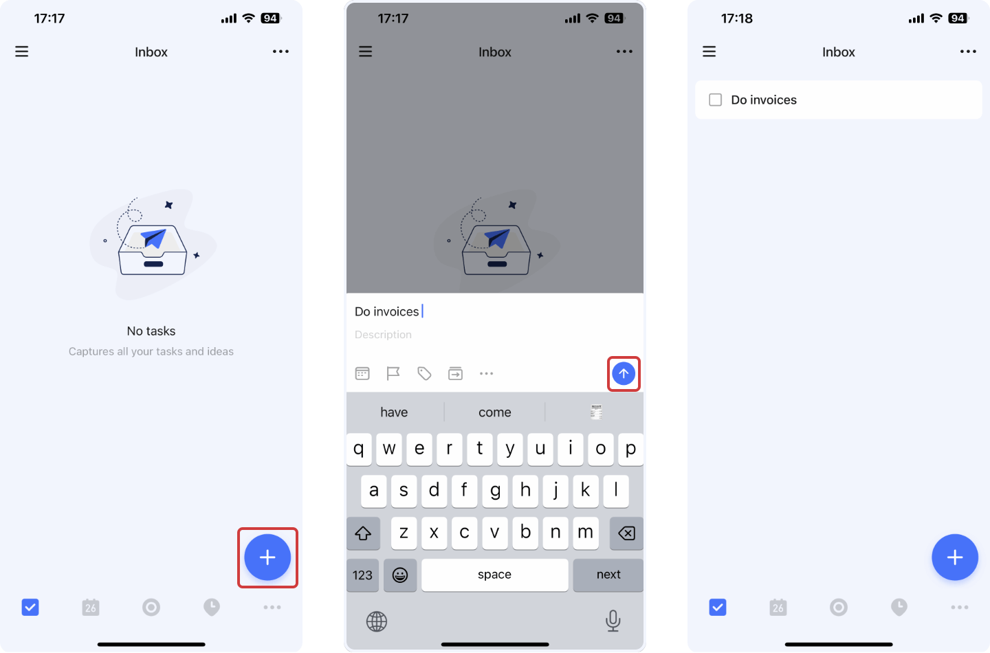 You can also set the "date", "priority", "tag" for the task, and move ...