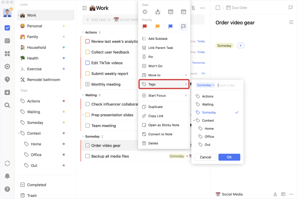 Option 2: When creating a task or editing its details, type # to ...