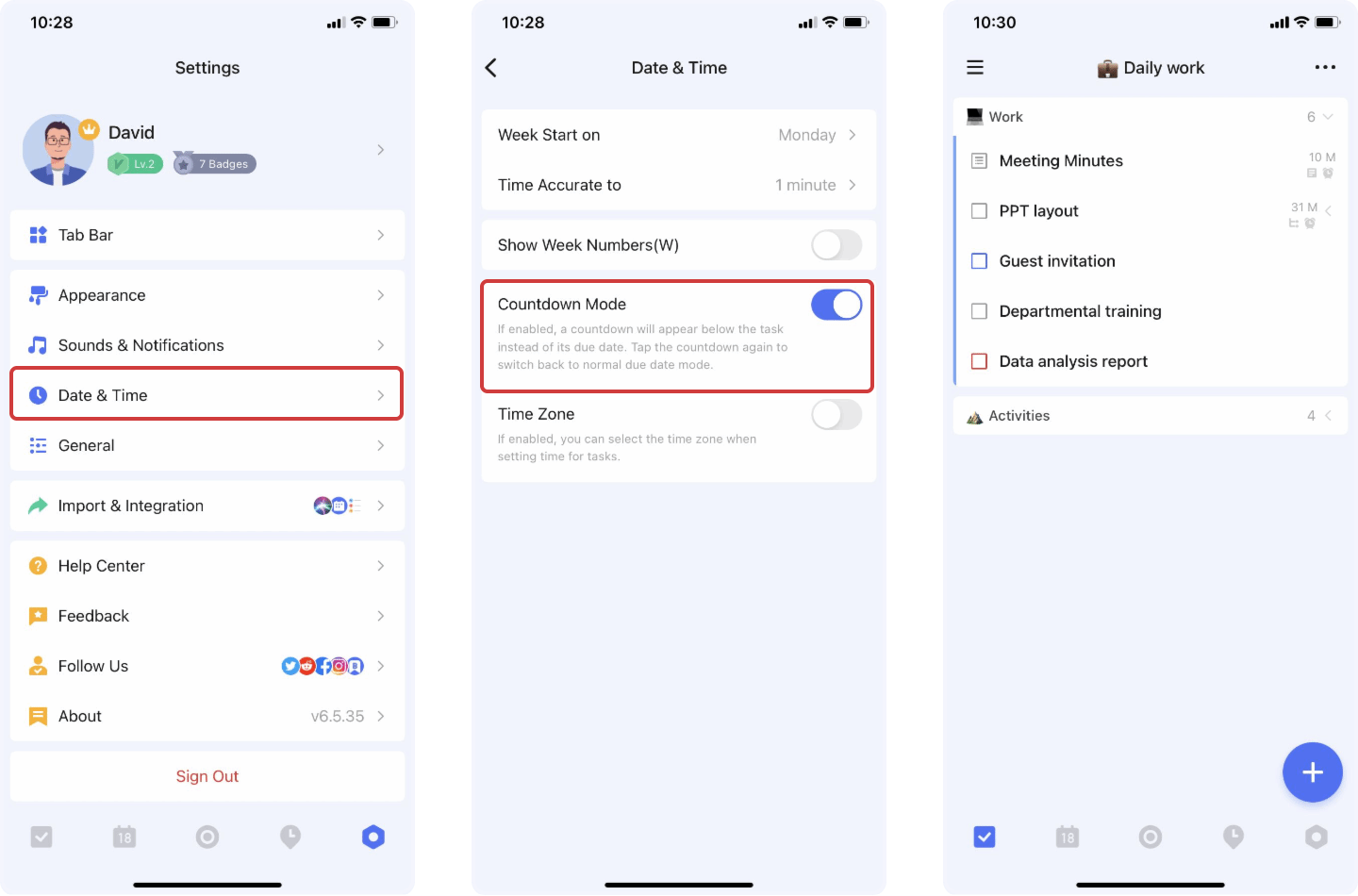 To display the remaining time for a task, go to the task list page ...