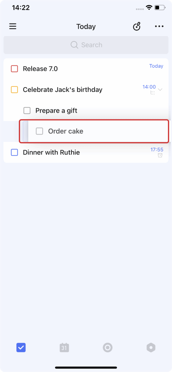 Option 3: To quickly createa "subtask" under a task, drag the "+" symbol to a slightly lower ...