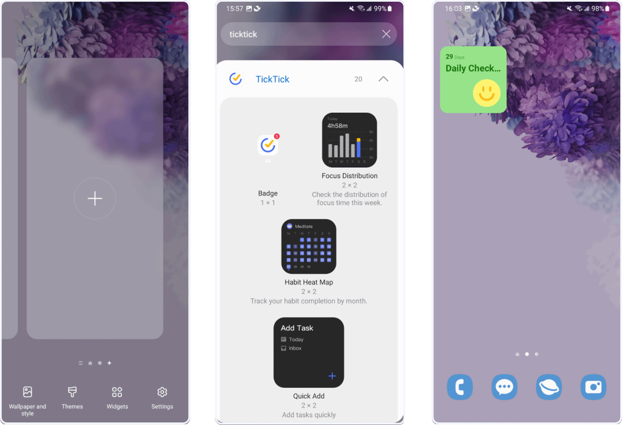 Long press on a blank space on the screen or pinch the screen with two fingers to enter the ...