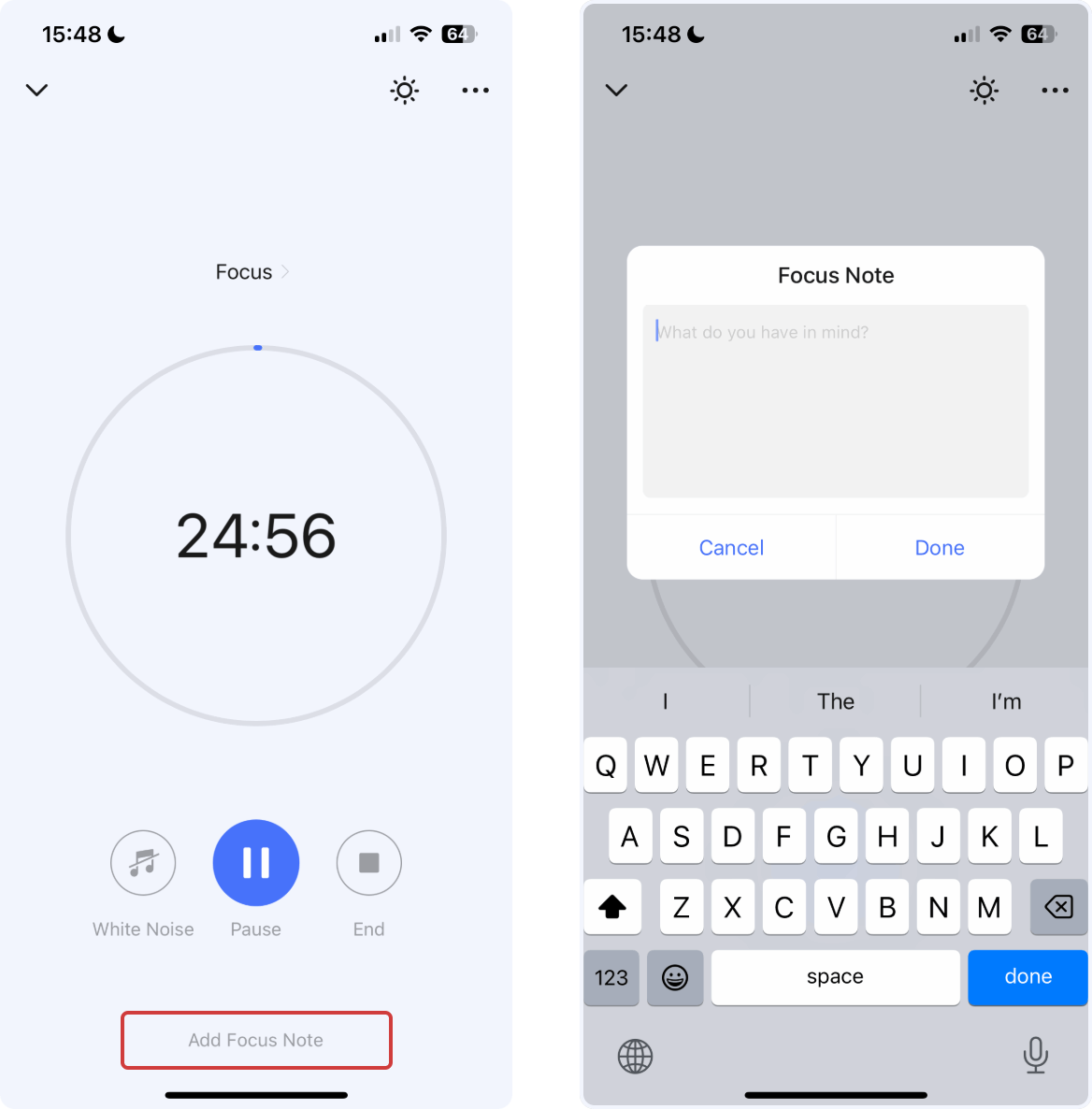 Clicking on the "Focus Note" area located in the bottom-right corner of ...