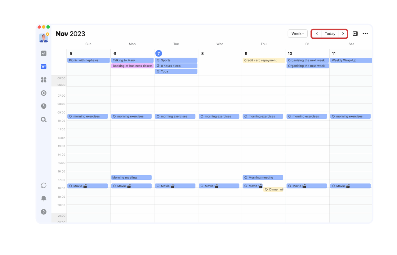 The timeline within the view also supports the following features: