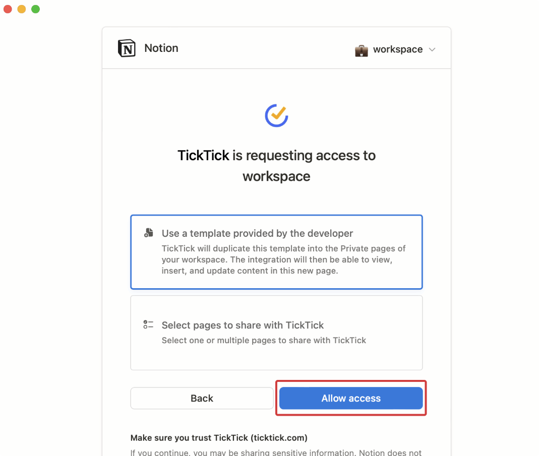 Method 1: Choose Use a template provided by the developer to create a new Notion database, with ...