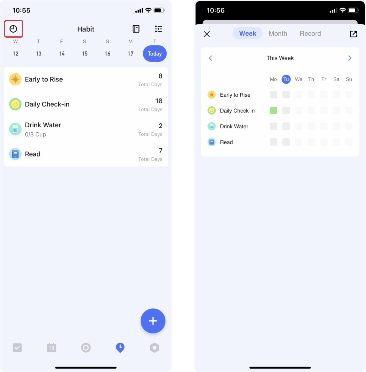 To view the total habit statistics: go to the habit page - click the ...