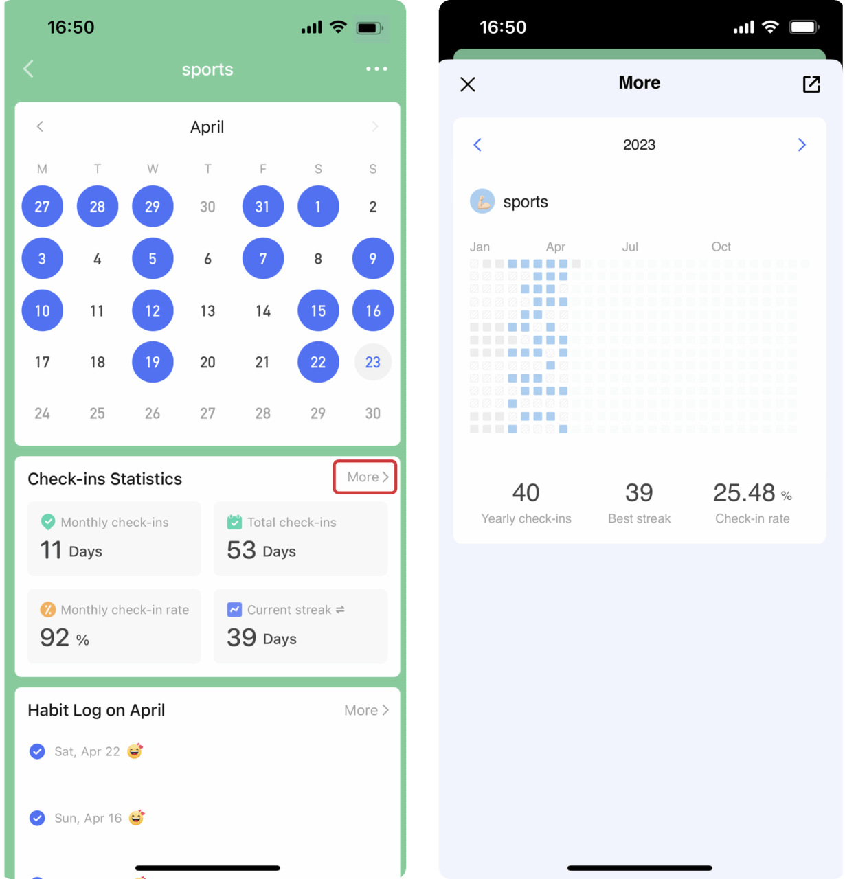 Reviewing Habit Check-In Status