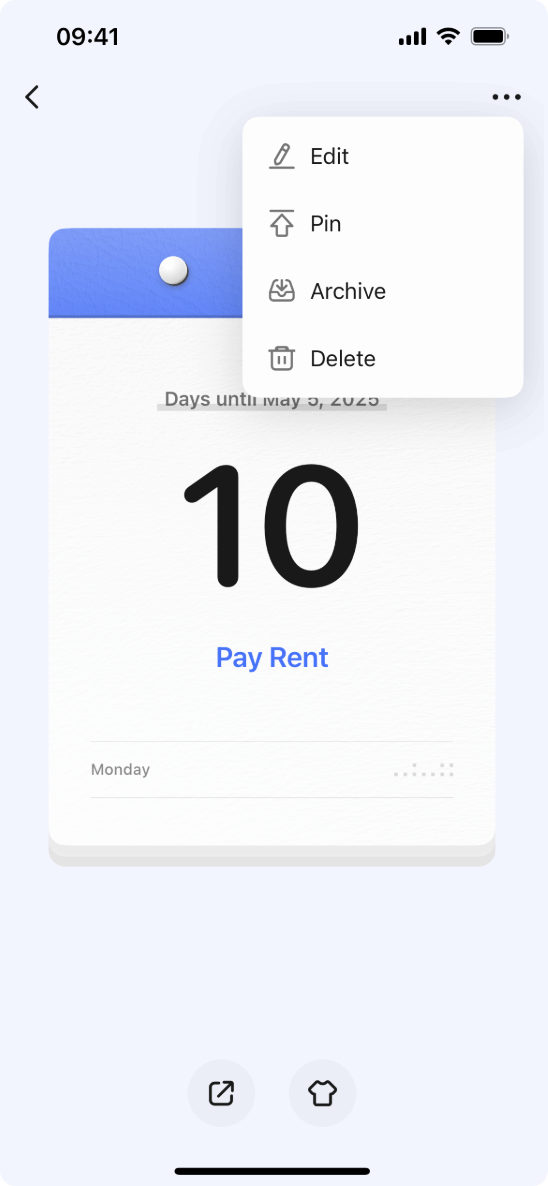 Right-click or click the ... in the top right corner of the countdown ...