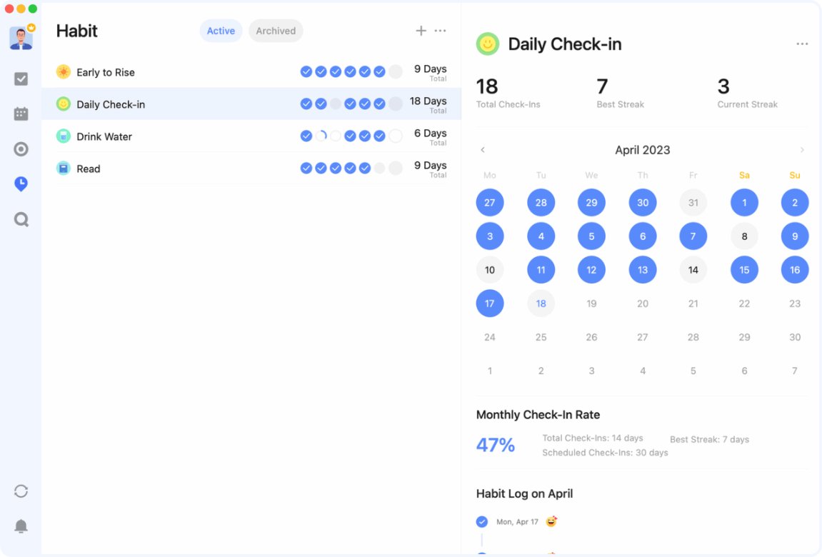 How to add a missed habit log?
