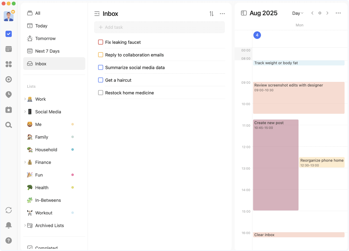 For example, if you have your Work task list open with many tasks ...