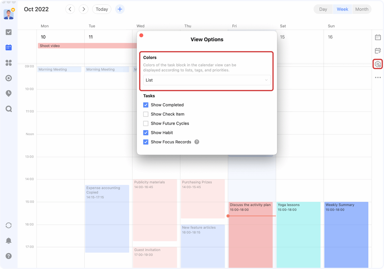 How to display specific list content in the calendar?