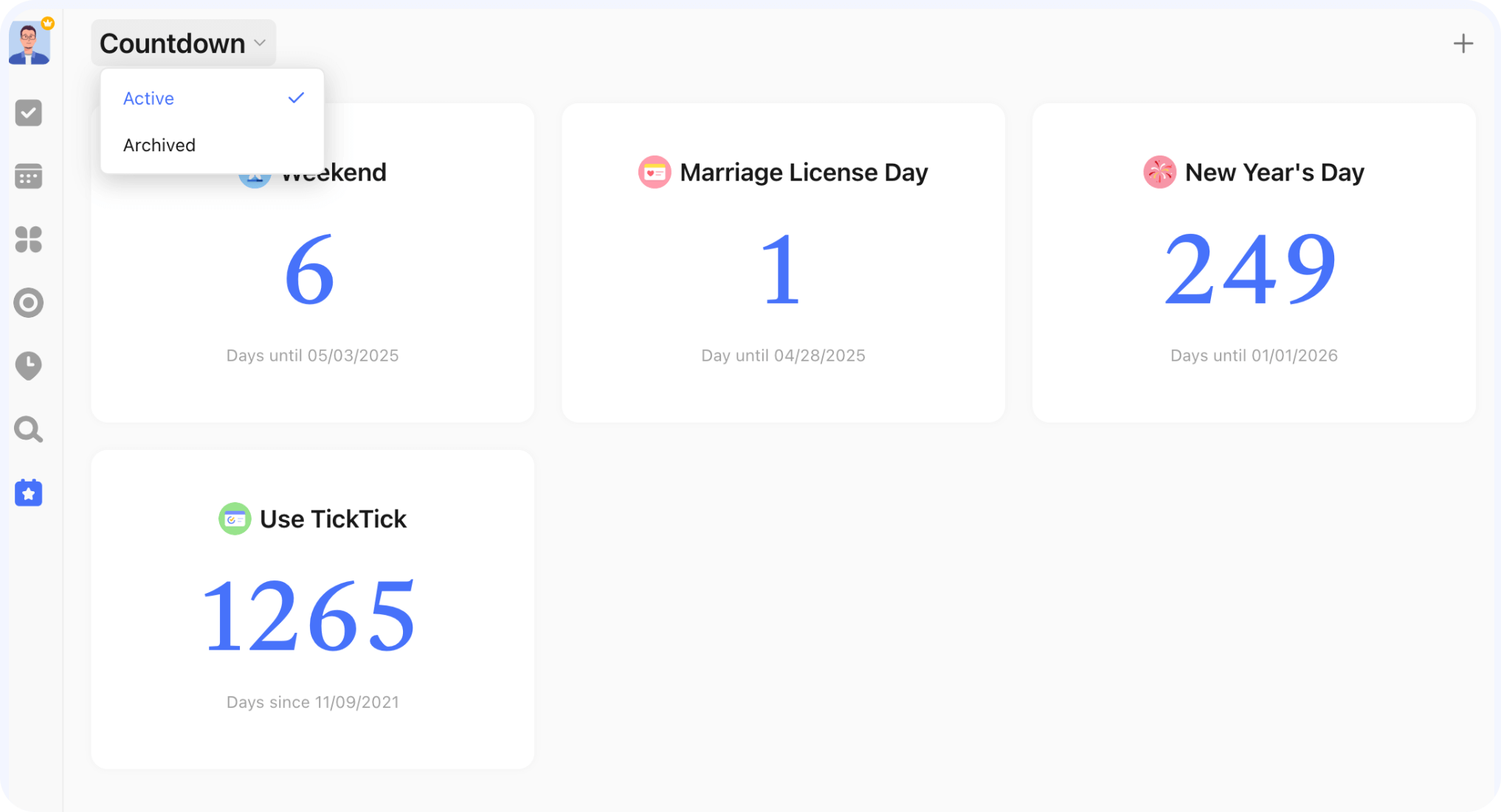 How to unarchive a countdown?