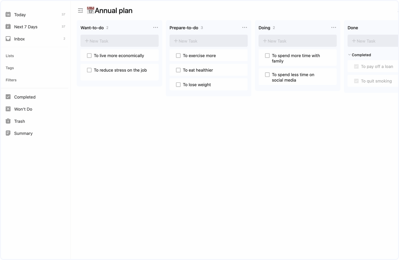Of course, you can also create different categories of sections based on your needs: