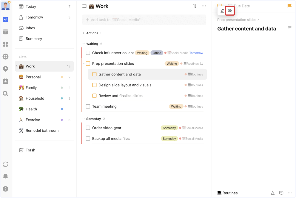 You can also drag to unlink a parent task.