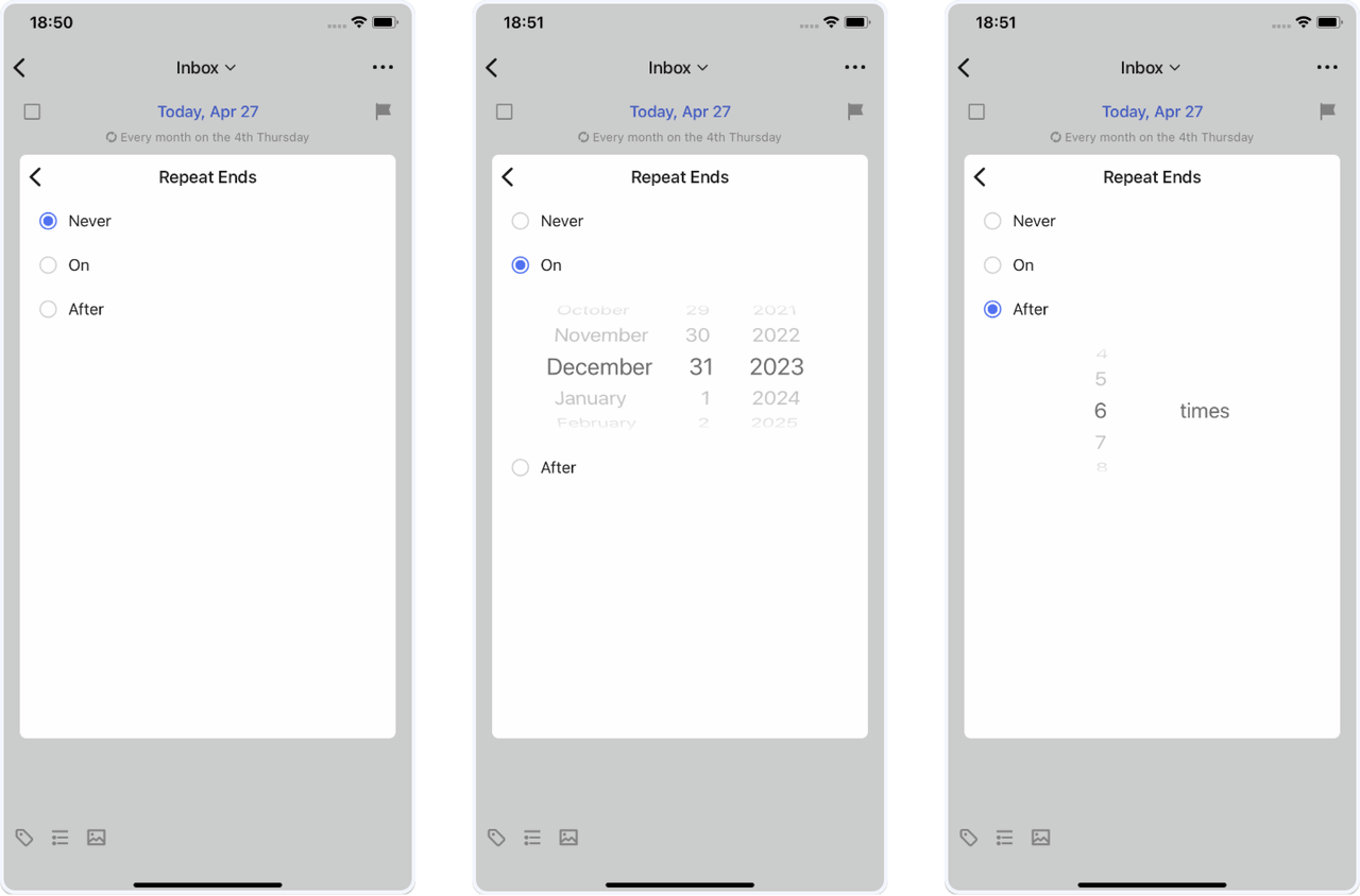 Repeat Ends On Set A Repeating Task To End On A Specific Date And The Task Will Not Repeat