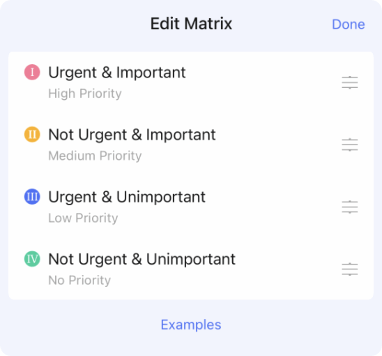 Under this rule: 4 priorities correspond to 4 matrixs.
