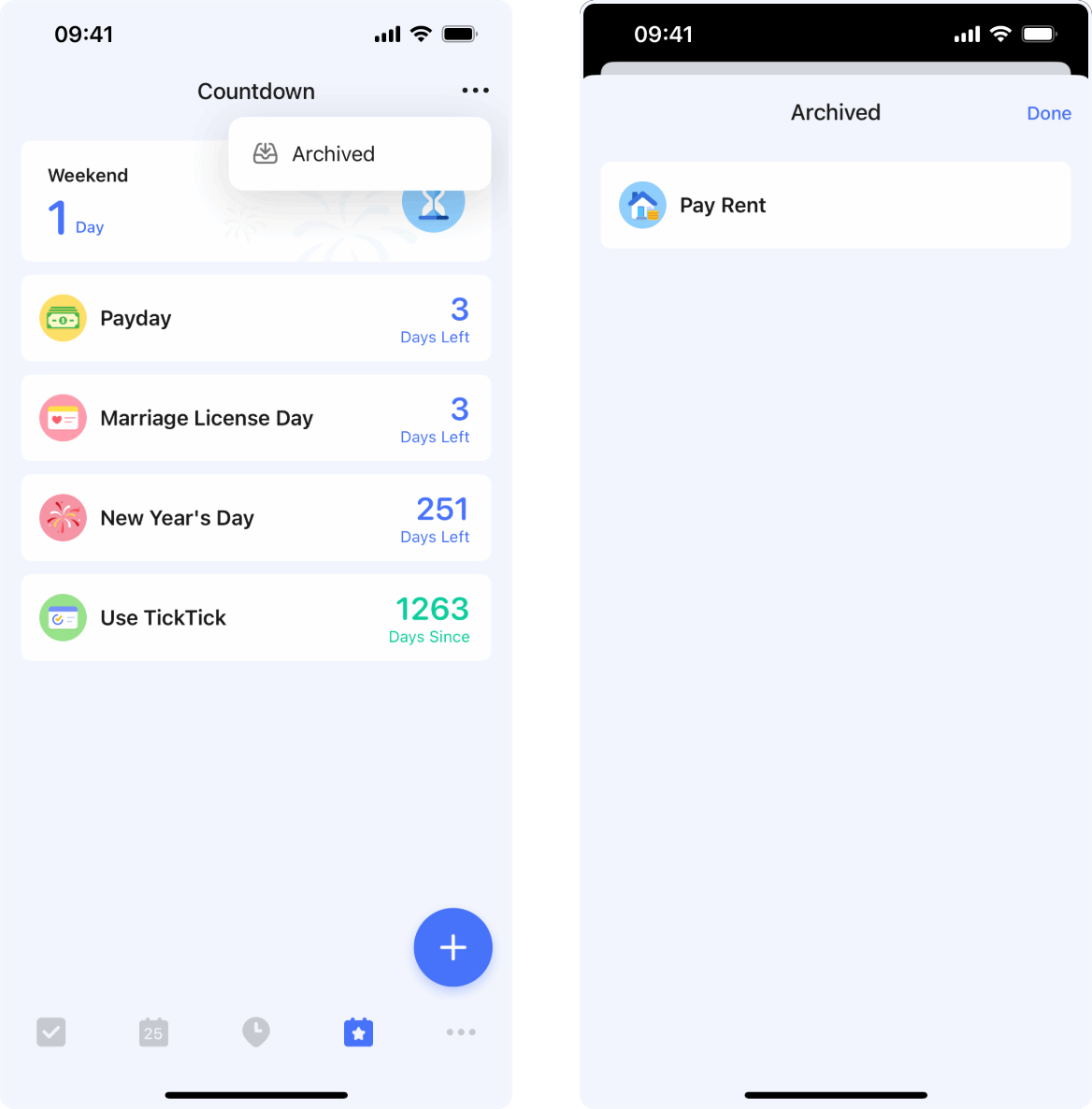 Click Countdown at the top left corner of the page and switch to ...