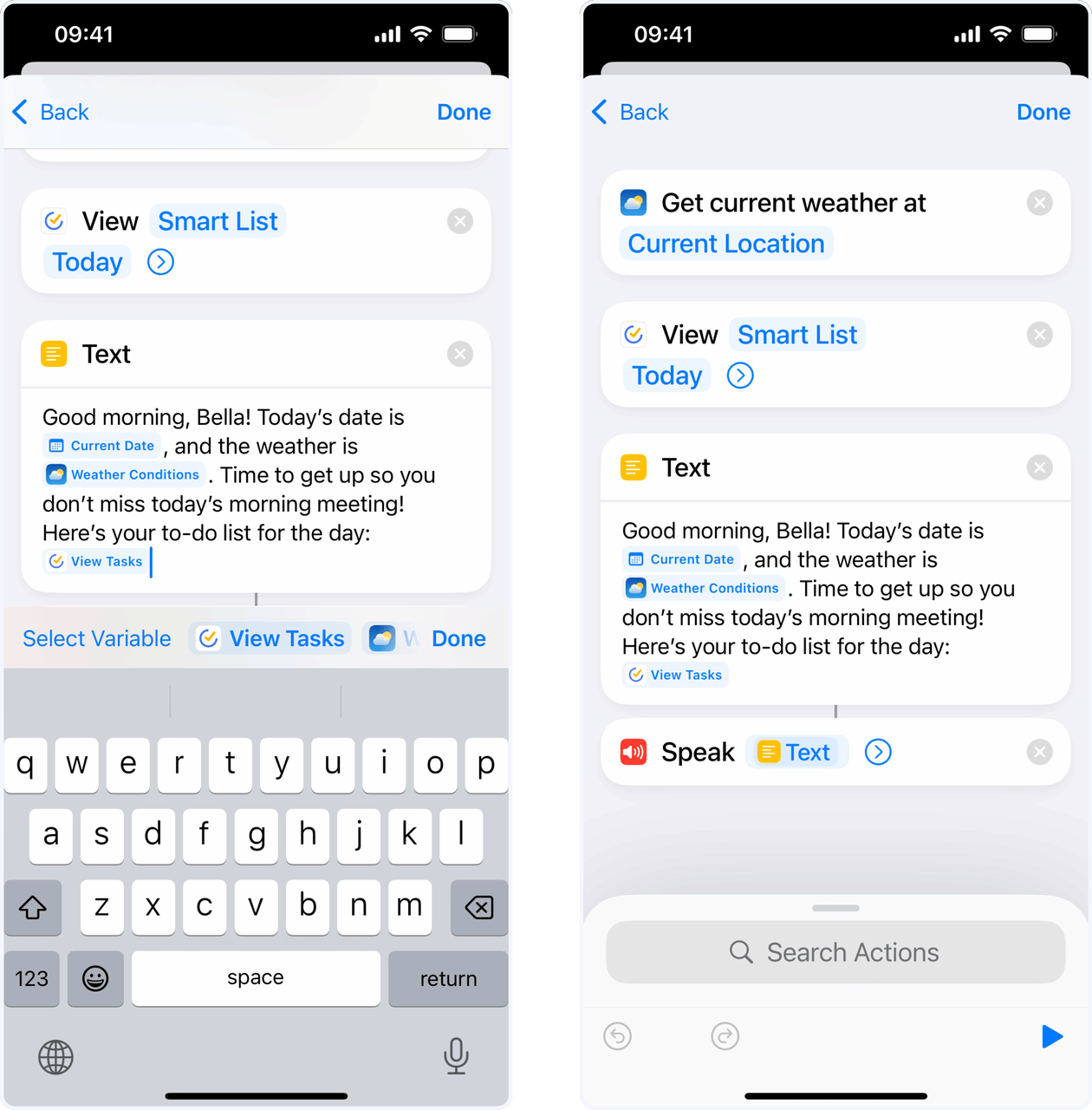 Select "Text" and input your custom message, using variables like Date ...